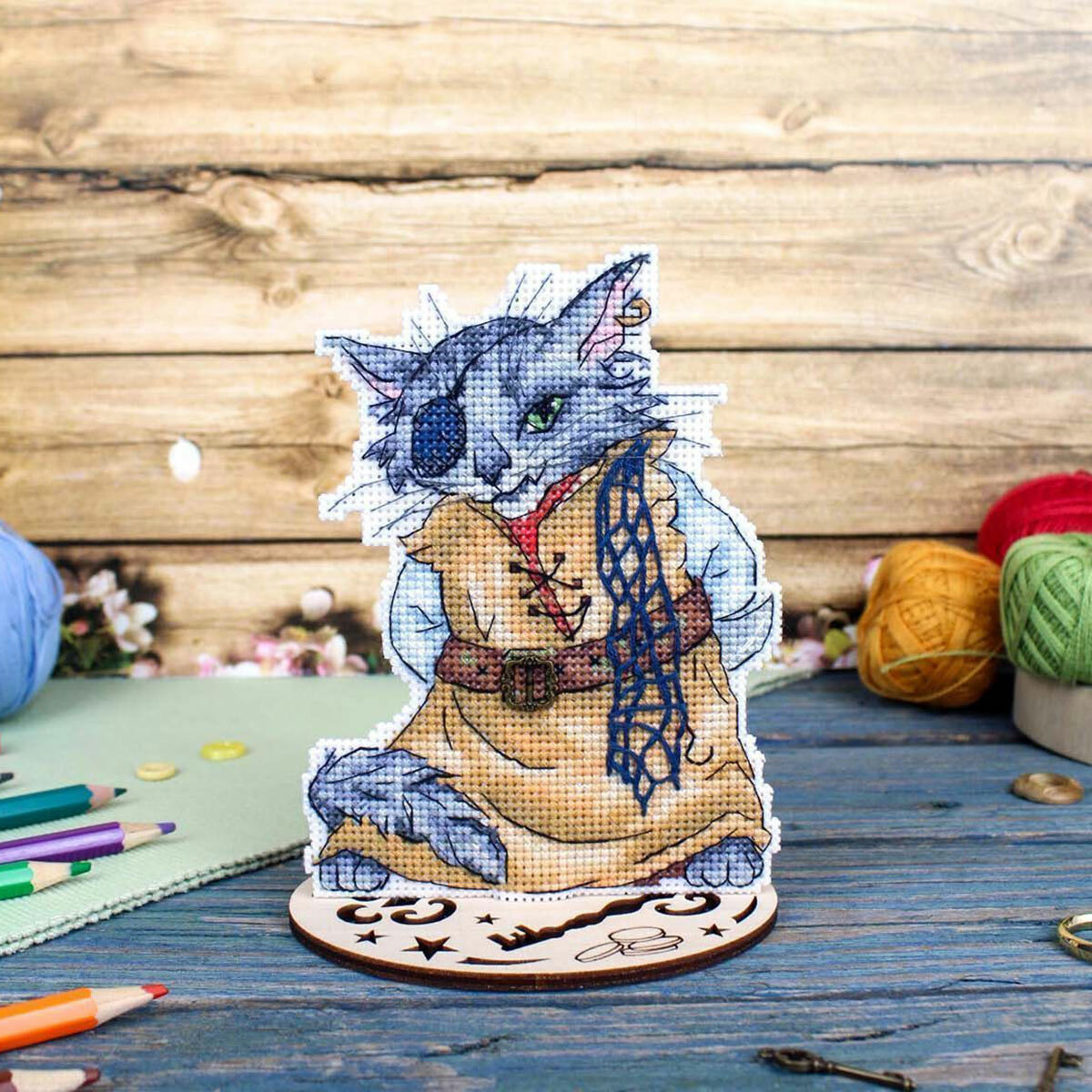 Набор для вышивания на пластиковой канве 'Кот Базилио' 14*10см, МП Студия