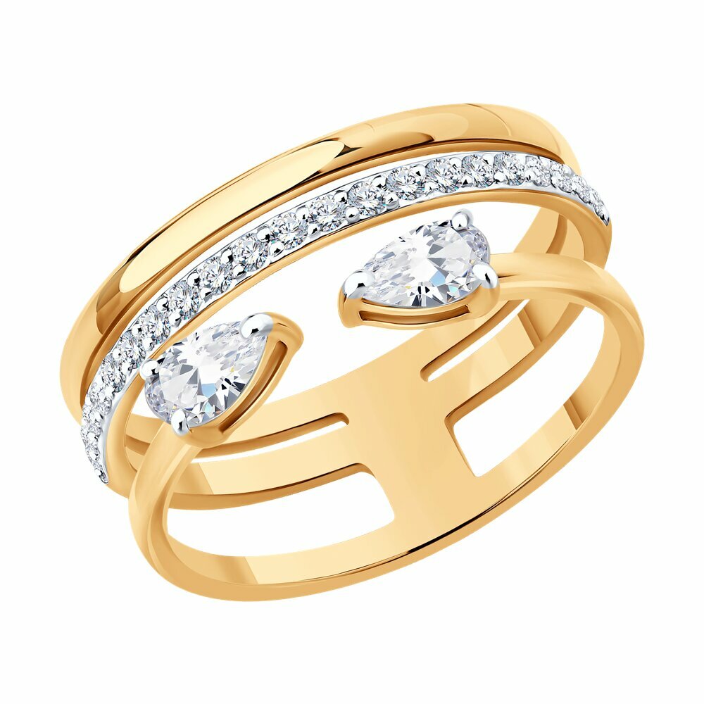 Кольцо, красное золото, 585 проба, бриллиант выращенный