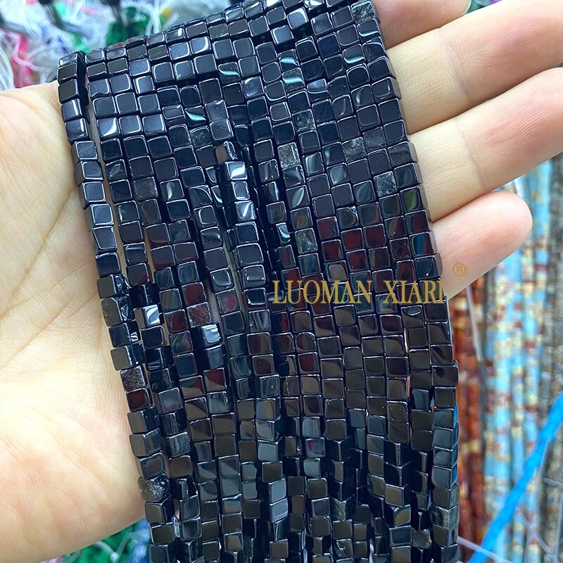 Синий авантюрин бусины LUOMAN XIARI 4-5 мм Черный, 4x4mm 38-40pcs, obsidian