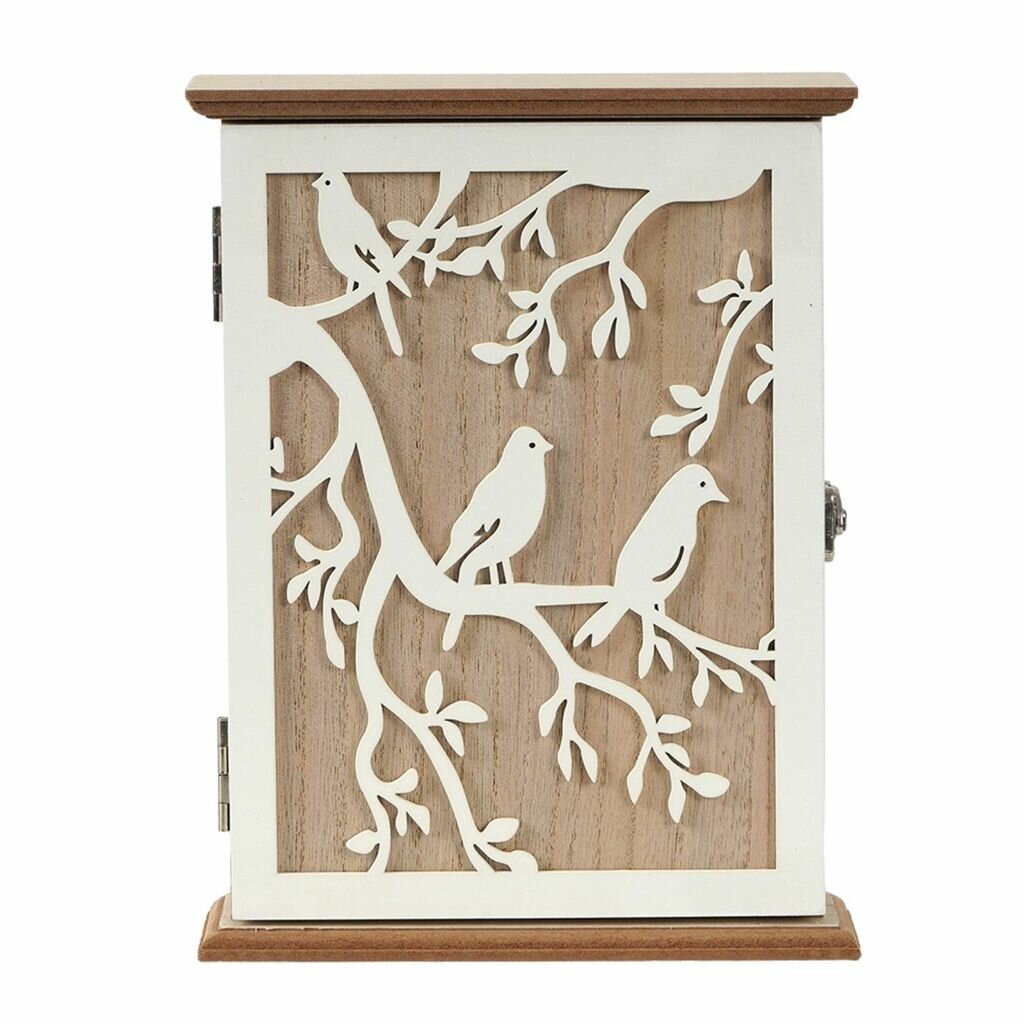 Ящик для хранения, (1шт) Настенный деревянный ящик для хранения ключей в комнате-Шкатулка для ключей с белой птицей
