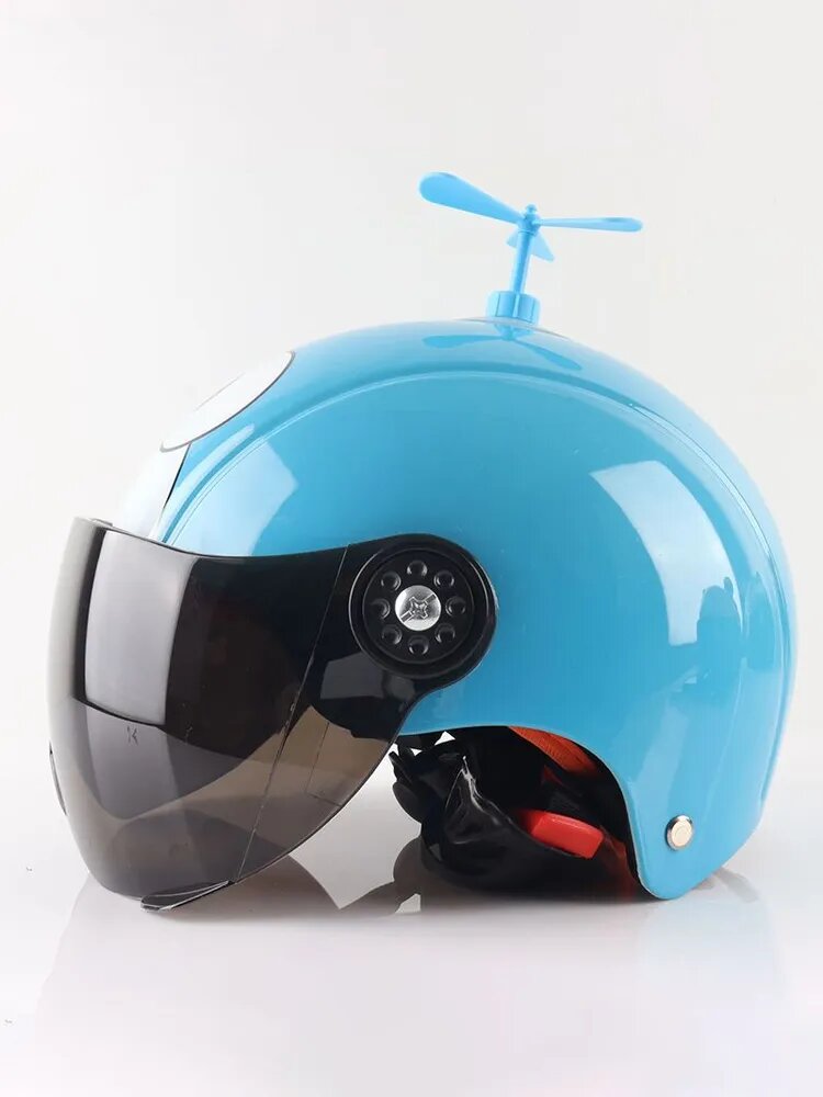 Детский мотошлем "Полушлем", с наклейками и коричневыми линзами, 510г