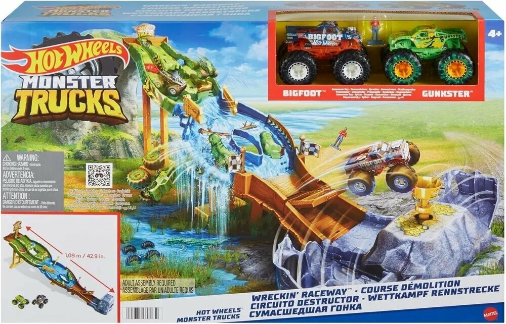 Hot Wheels Monster Trucks, Увлекательный гоночный игровой набор HGV12