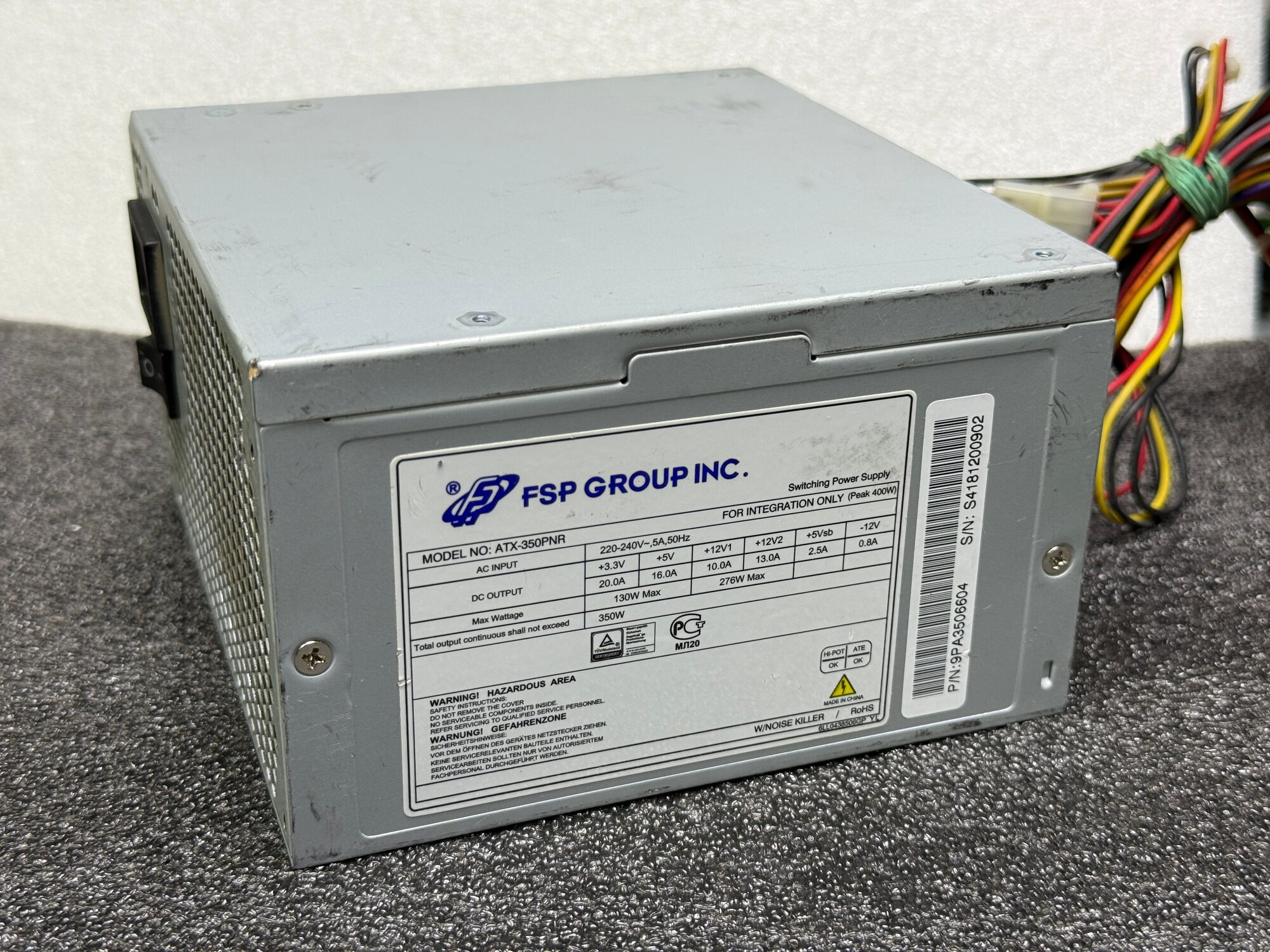 Блок питания FSP Group ATX-350PN, 350Вт, ATX 2.2, форм-фактор ATX, 14x8,6x8,6 см, серебристый