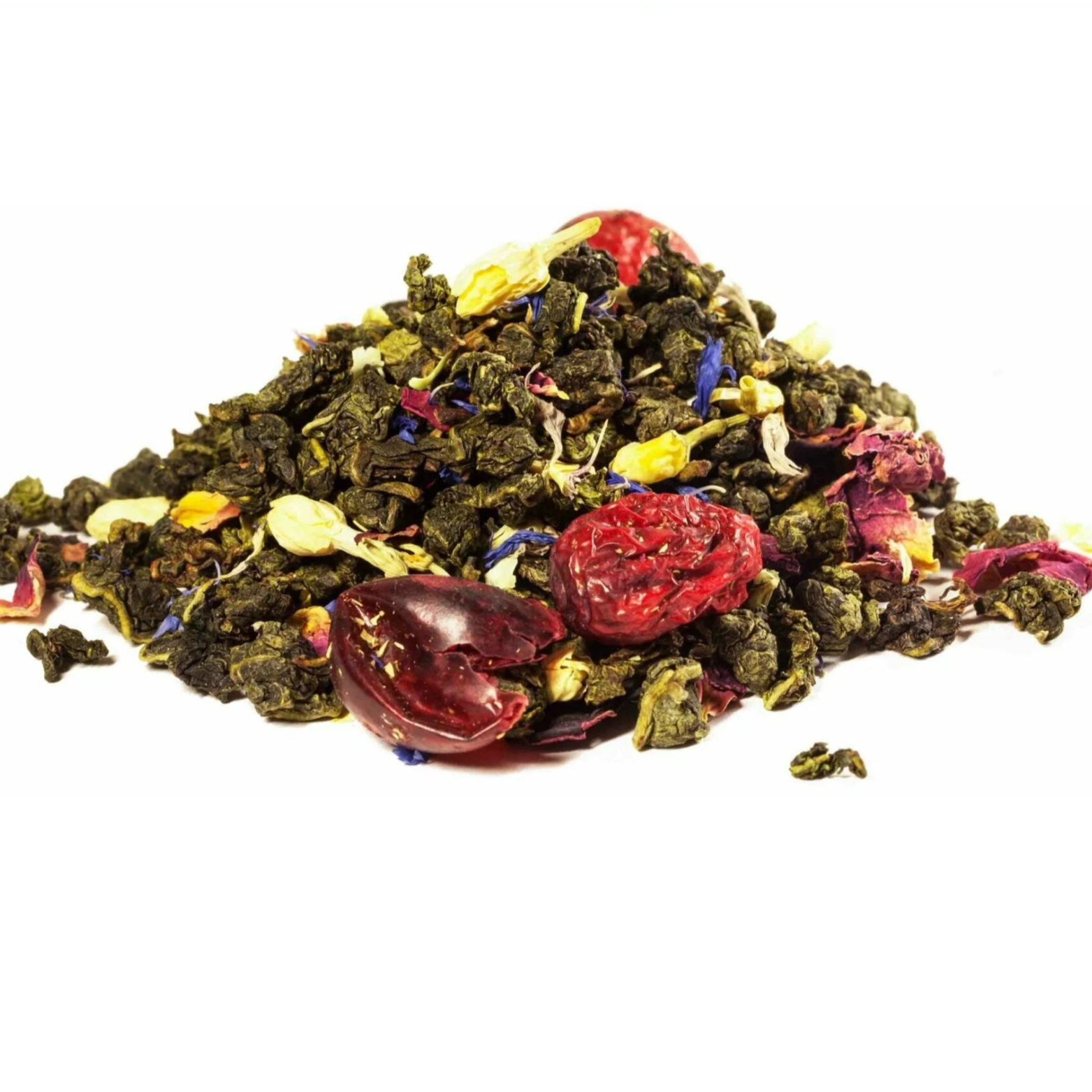 Персидские сказки (50 гр) Мягкий вкус зелёного чая Улун приятно оттеняют нежные нотки жасмина, мальвы и лепестков роз