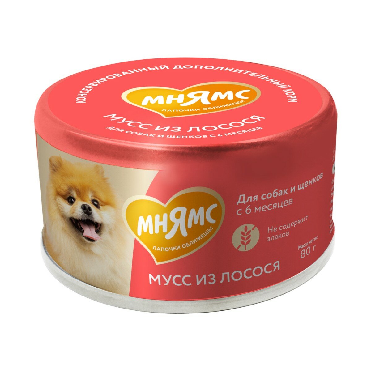 Влажный дополнительный корм Мнямс 80 г. Мусс из лосося для собак и щенков старше 6 месяцев