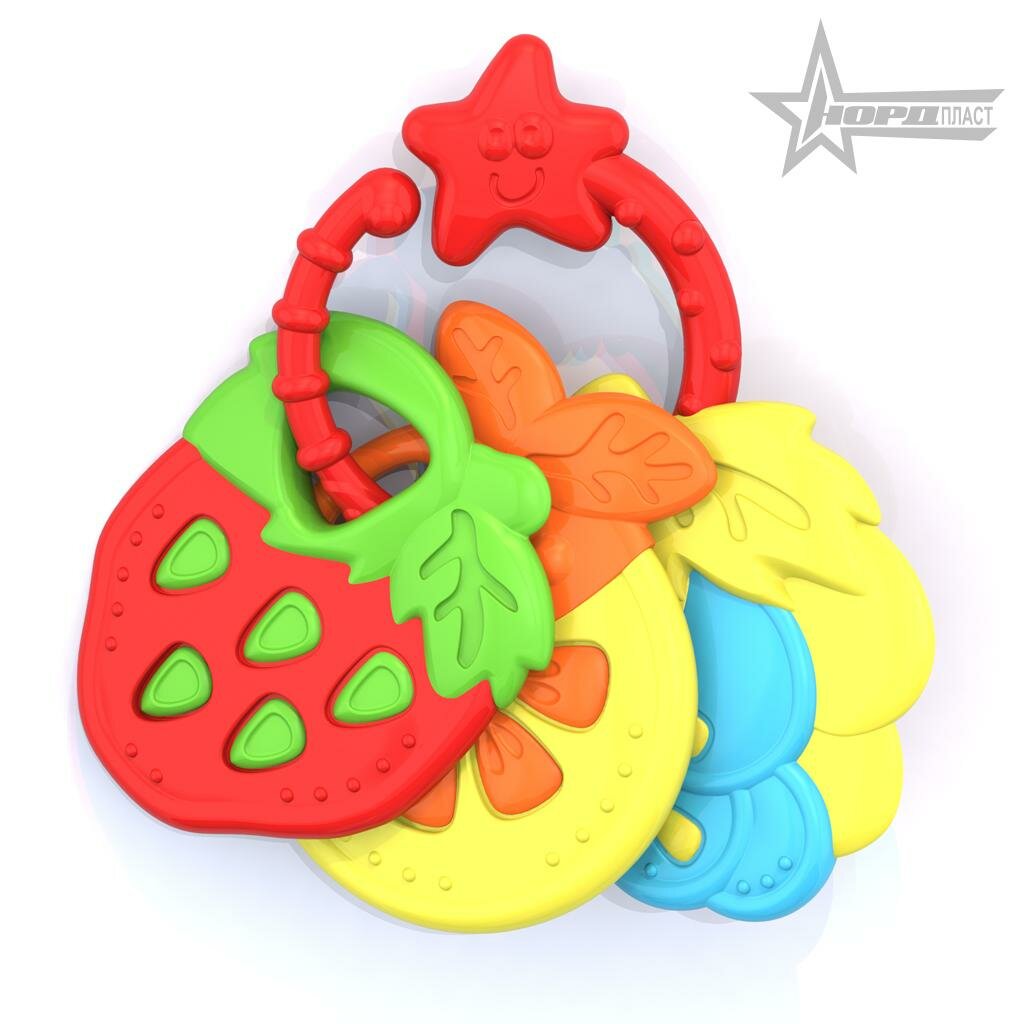 Грызунки-прорезыватели фрукты, набор 3 шт, с кольцом, пластик, с 1 месяца