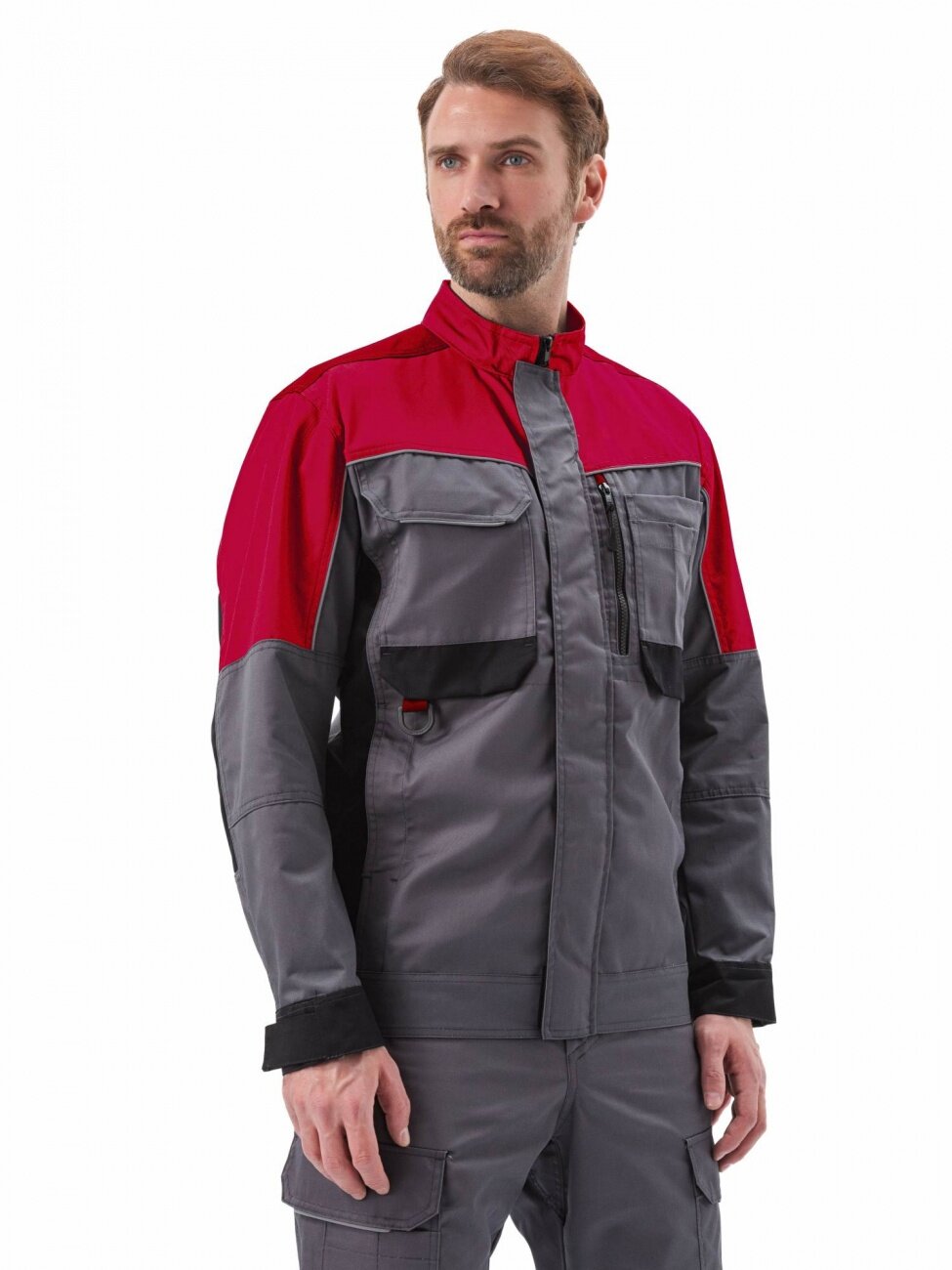 Костюм "ГОРОД" куртка/брюки, цвет: Т. Серый/черный/красный, 48-50, 170-176