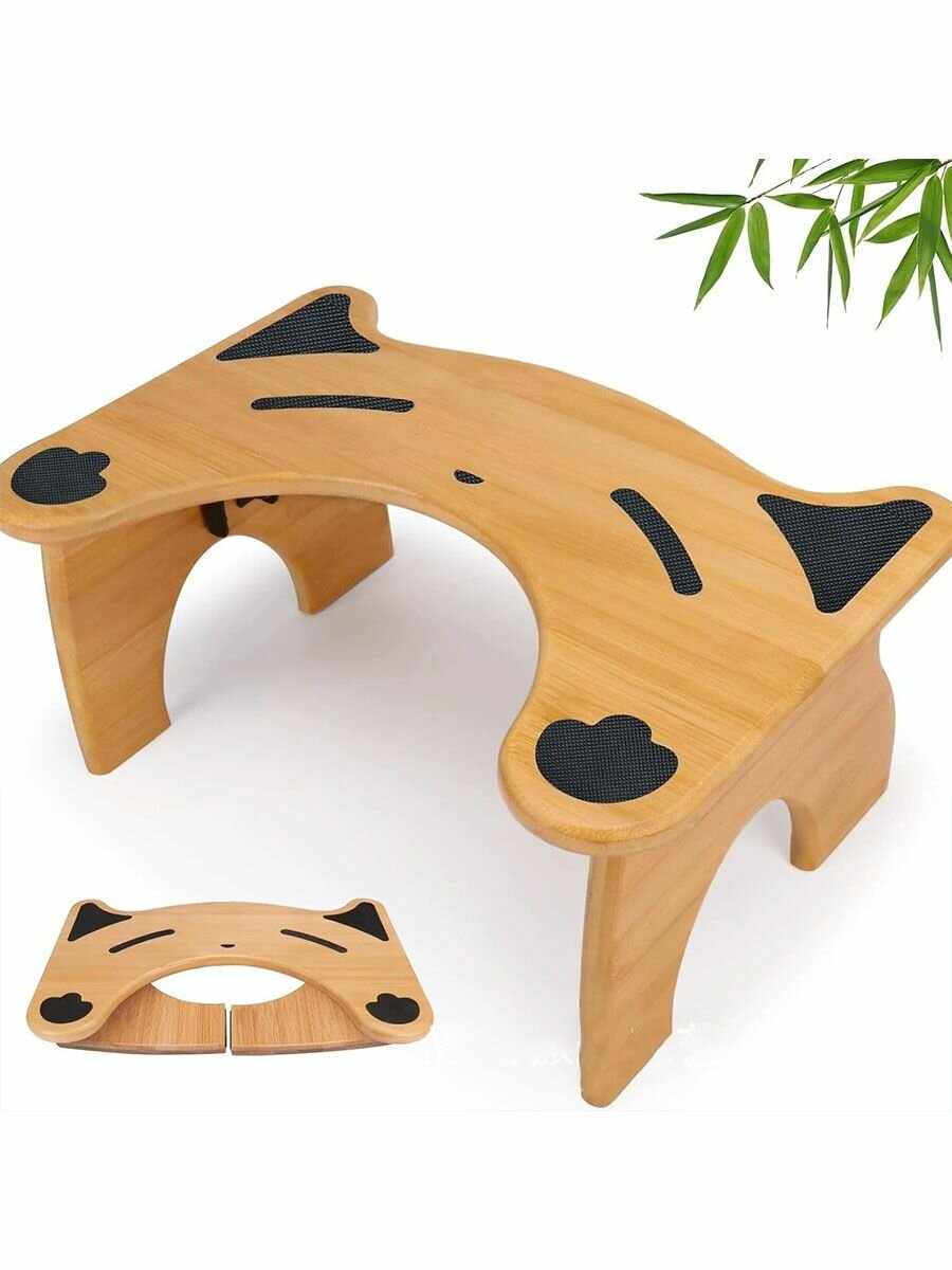 Складная подставка-табурет для ванной (деревянная, противоскользящая, для детей)