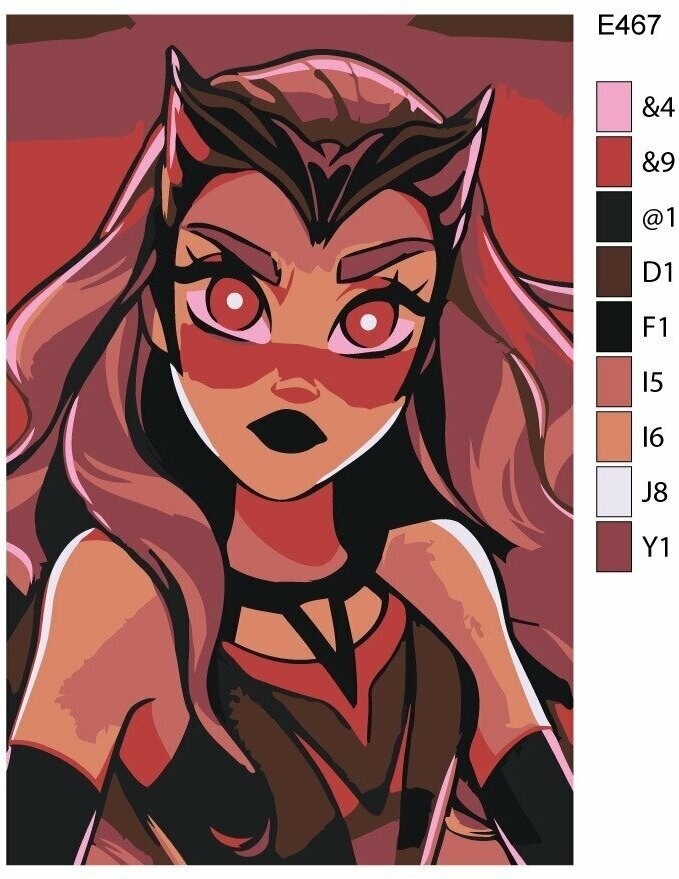 Детская Картина по номерам E467 "Алая Ведьма" 20x30