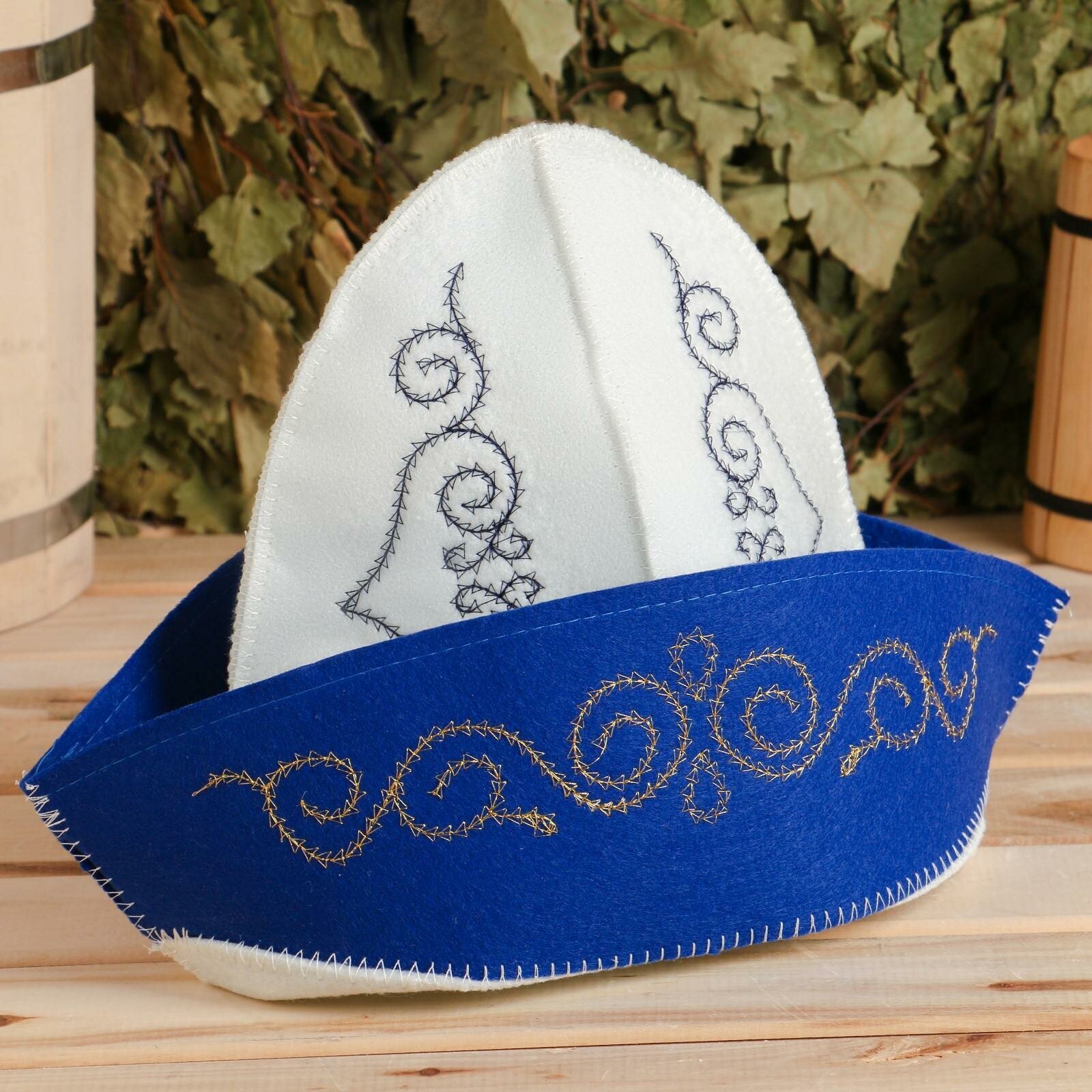 Шапка для бани с вышивкой "Казахстанский колпак мужской" р 55 - 60