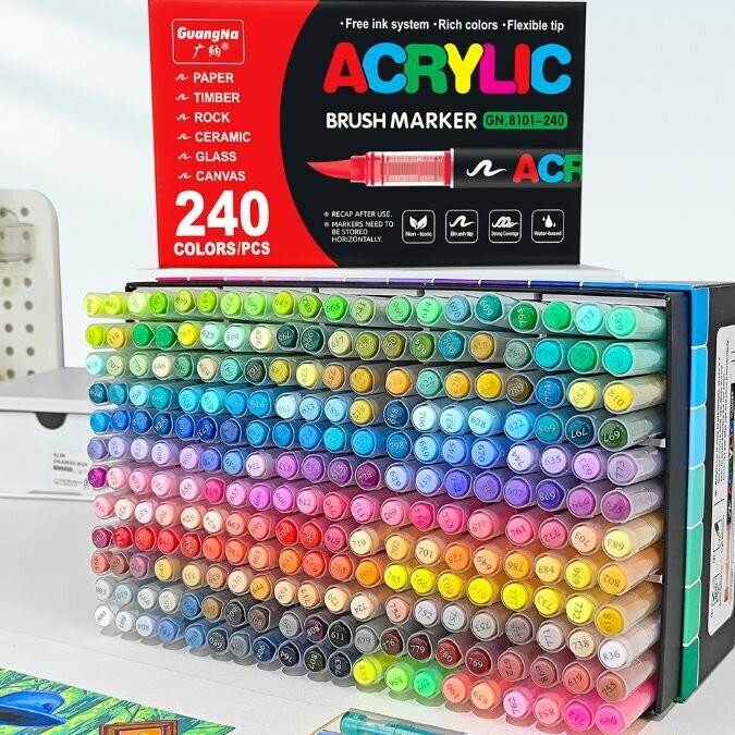 GuangNa Маркер Акриловый, 240 шт. для граффити, для декорирования