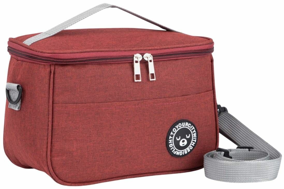 Термосумка на молнии для еды на работу, ланч боксов, обедов, дорожная сумка-холодильник с длинным ремнем через плечо для пикника и путешествий, 5.7 л, цвет красный