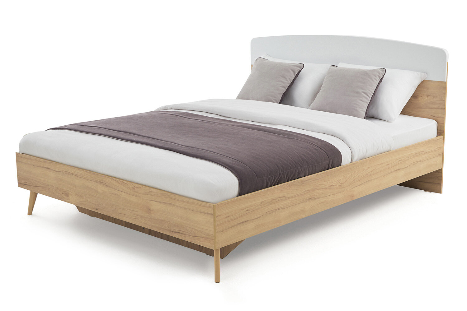 Кровать без подъёмного механизма SCANDICA Хортен, 160х200 см, цвет дуб натуральный светлый/бланж