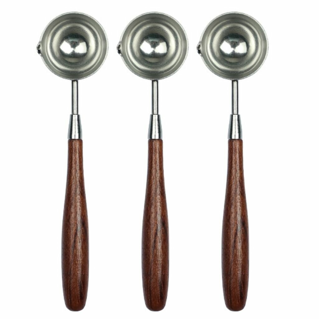 Форма для свечей, Печать для воска - серебро - длинная деревянная ручка, 3 шт