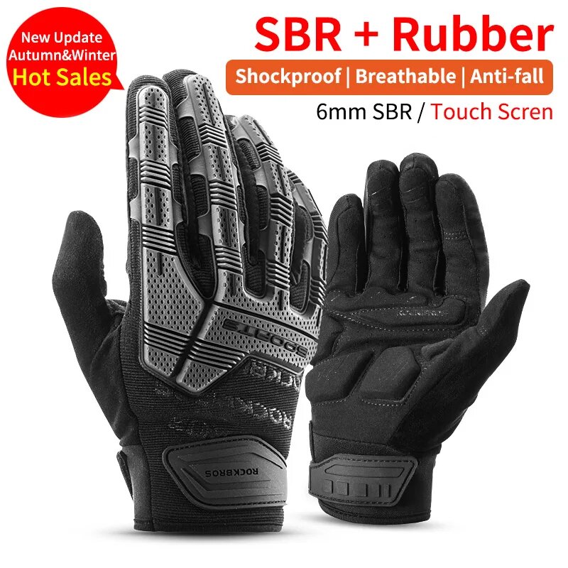 ROCKBROS Велосипедные перчатки SBR+Rubber 3XL, Shockproof, Touch Screen