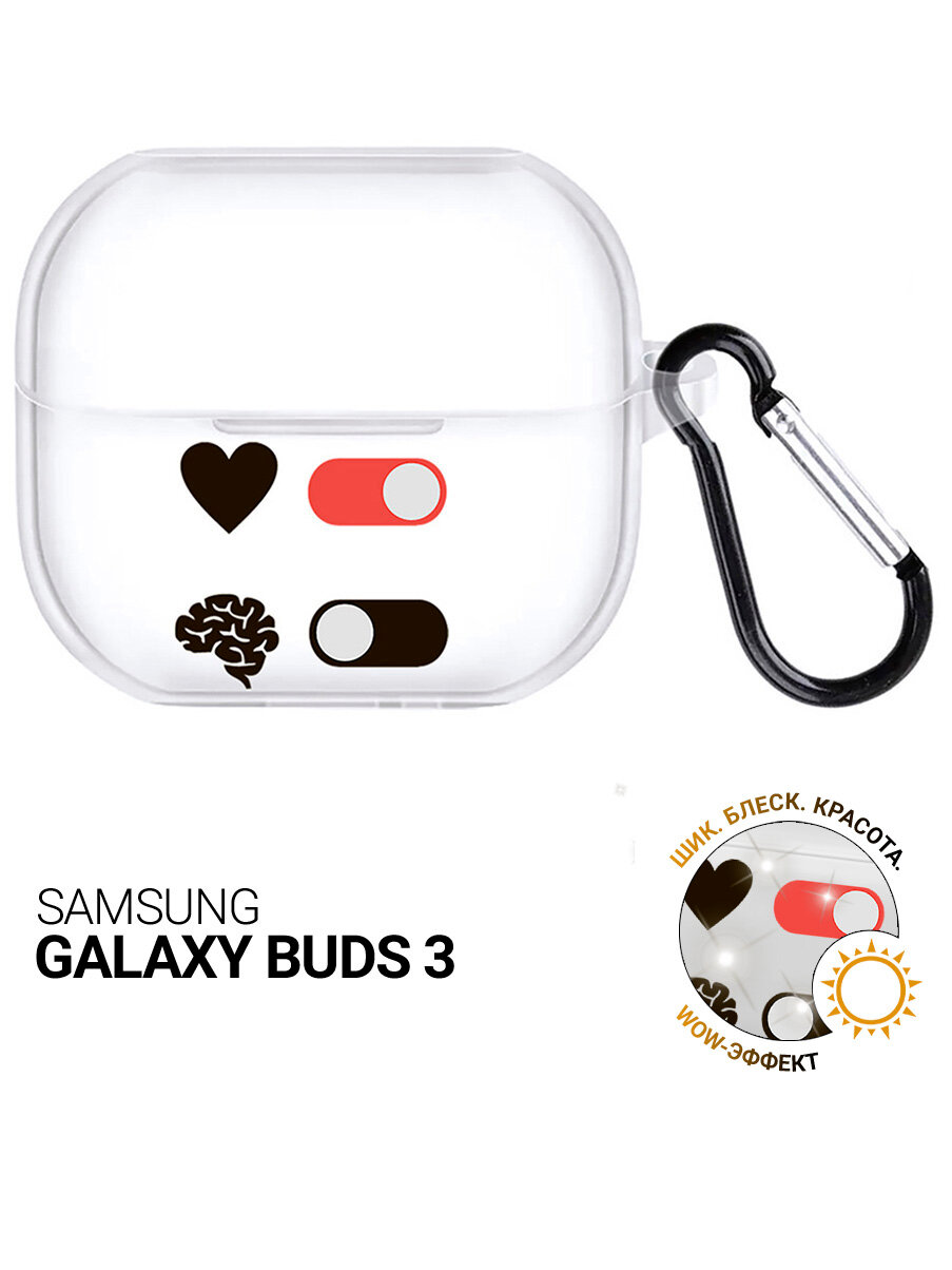 Чехол на Samsung Galaxy Buds 3 с принтом "Brain Off" прозрачный