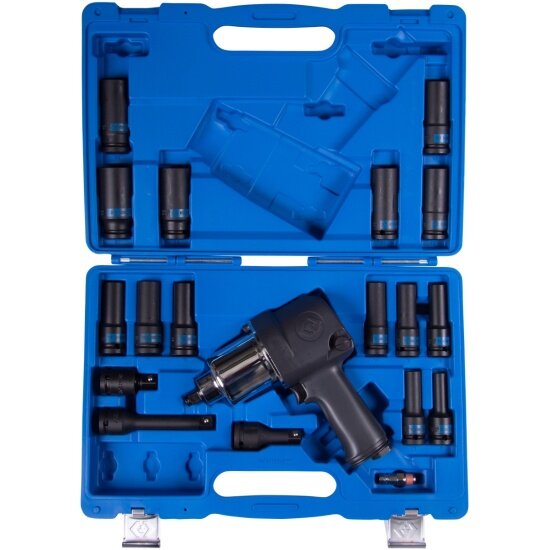 Гайковерт пневматический ударный King Tony 1/2", 881 Нм, с комплектом головок, 19 предметов