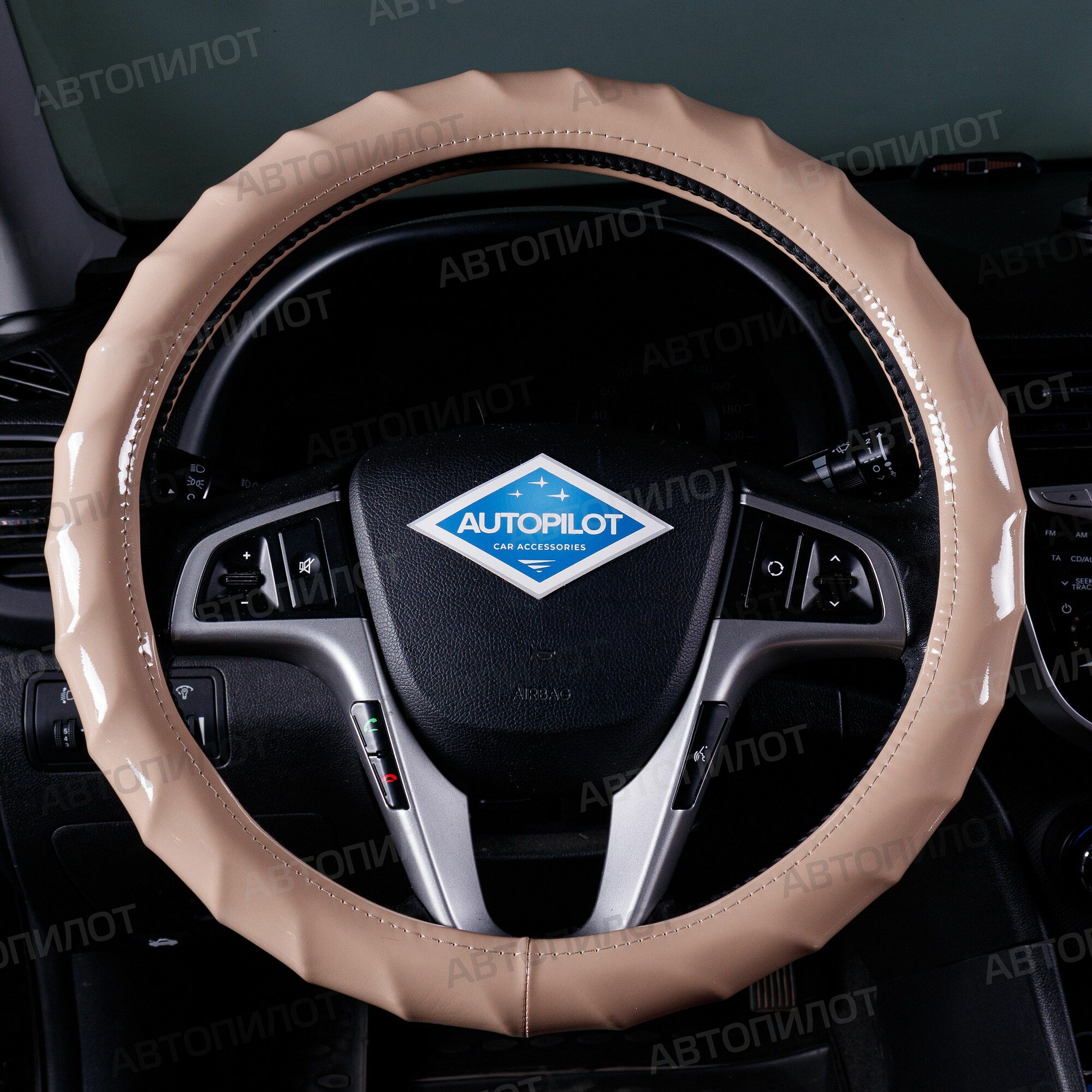 Оплетка на руль Infiniti / Инфинити FX35 FX37 G25 G35 QX50 QX56 QX60 QX70 QX80 M35 и др, Бежевый, Чехол на руль 37 - 39 см