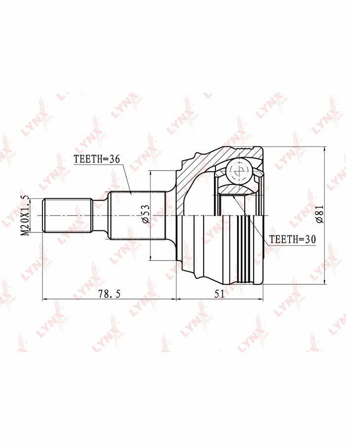 ШРУС наружный подходит для AUDI A3 1.6 96-00/A6 2.8 99-05, SKODA Octavia 1.4-1.9D 97, VW Bora 1.4-1.9D 98-05/Golf IV 1.4-1.9D 97-05 CO-2800