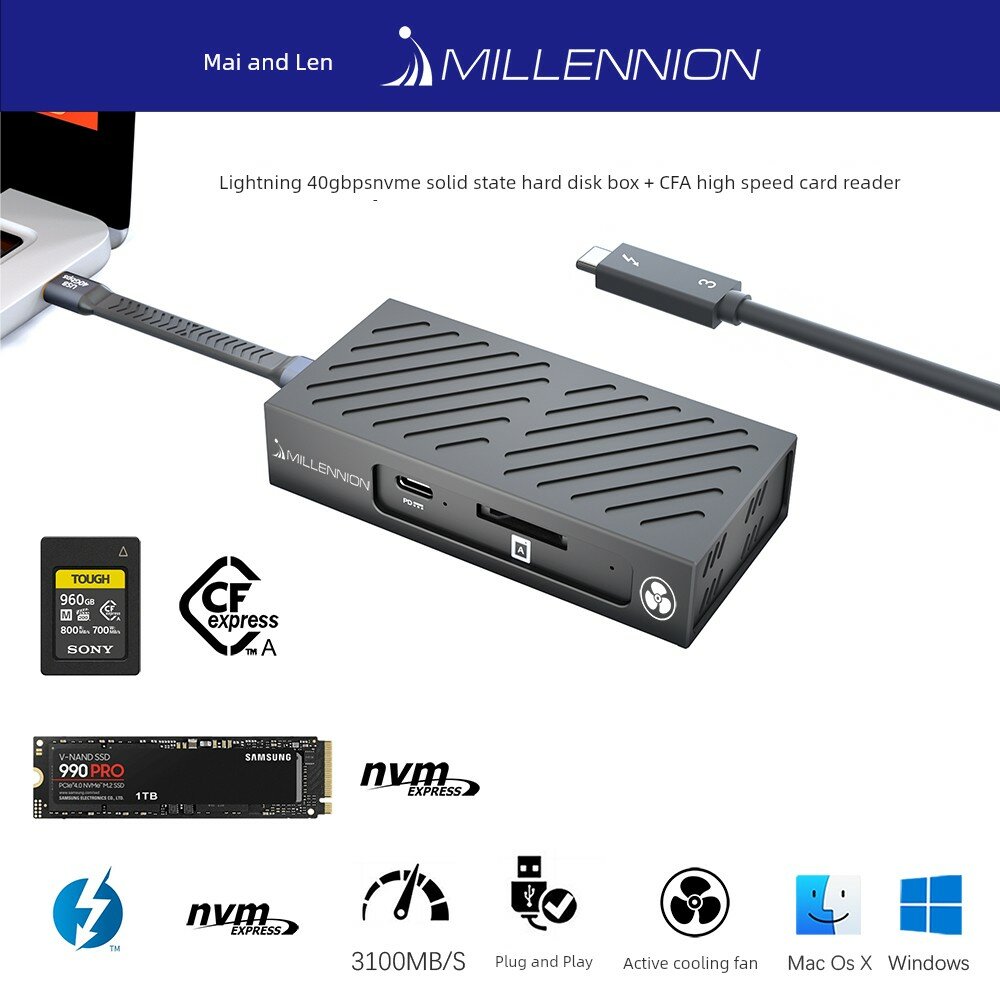 USB 3.2 Gen 2 Type-C Корпус SSD с CFA карт-ридером - Модель 8121A