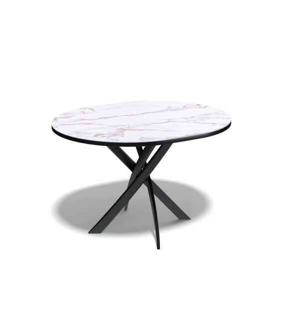 Стол Kenner R1100s, черный/керамика мрамор белый глянец