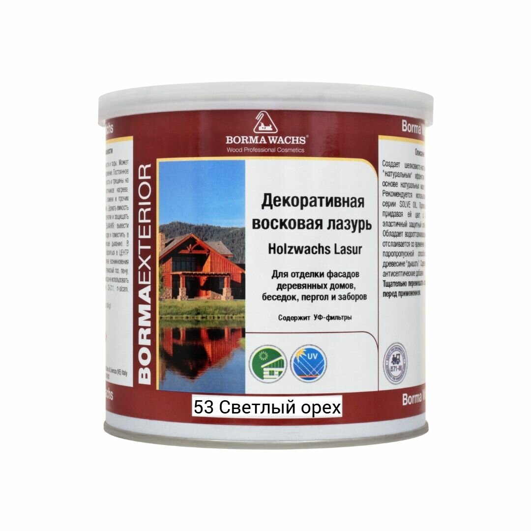 Восковая лазурь декоративная цв. 53 светлый орех 0,75л.
