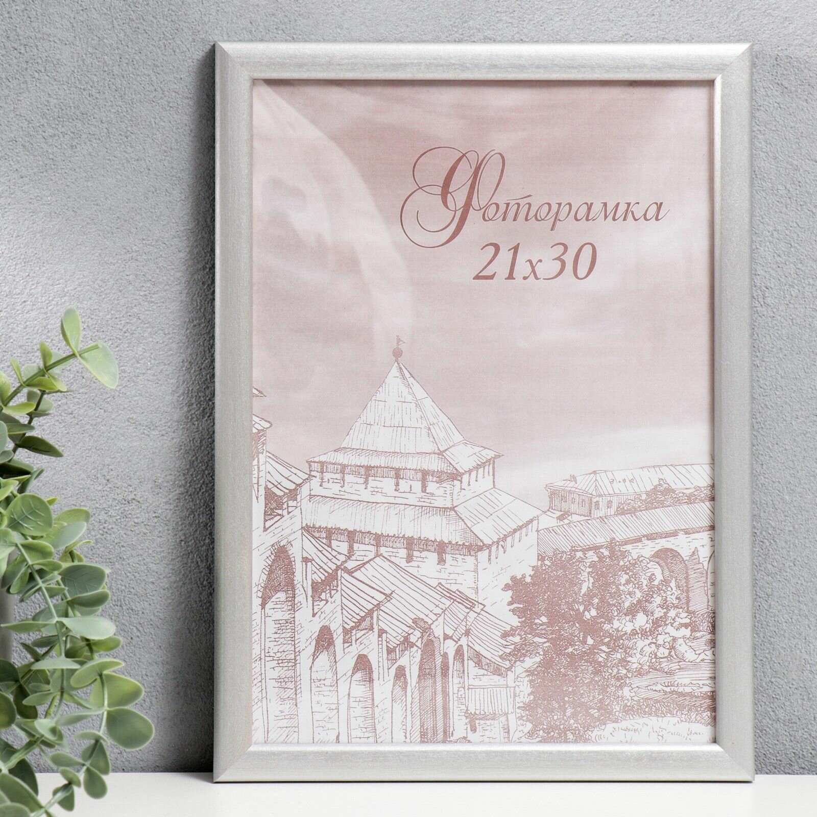 Фоторамка для фото 21 30 см Samoa, сосна, (пластиковый экран), серебро
