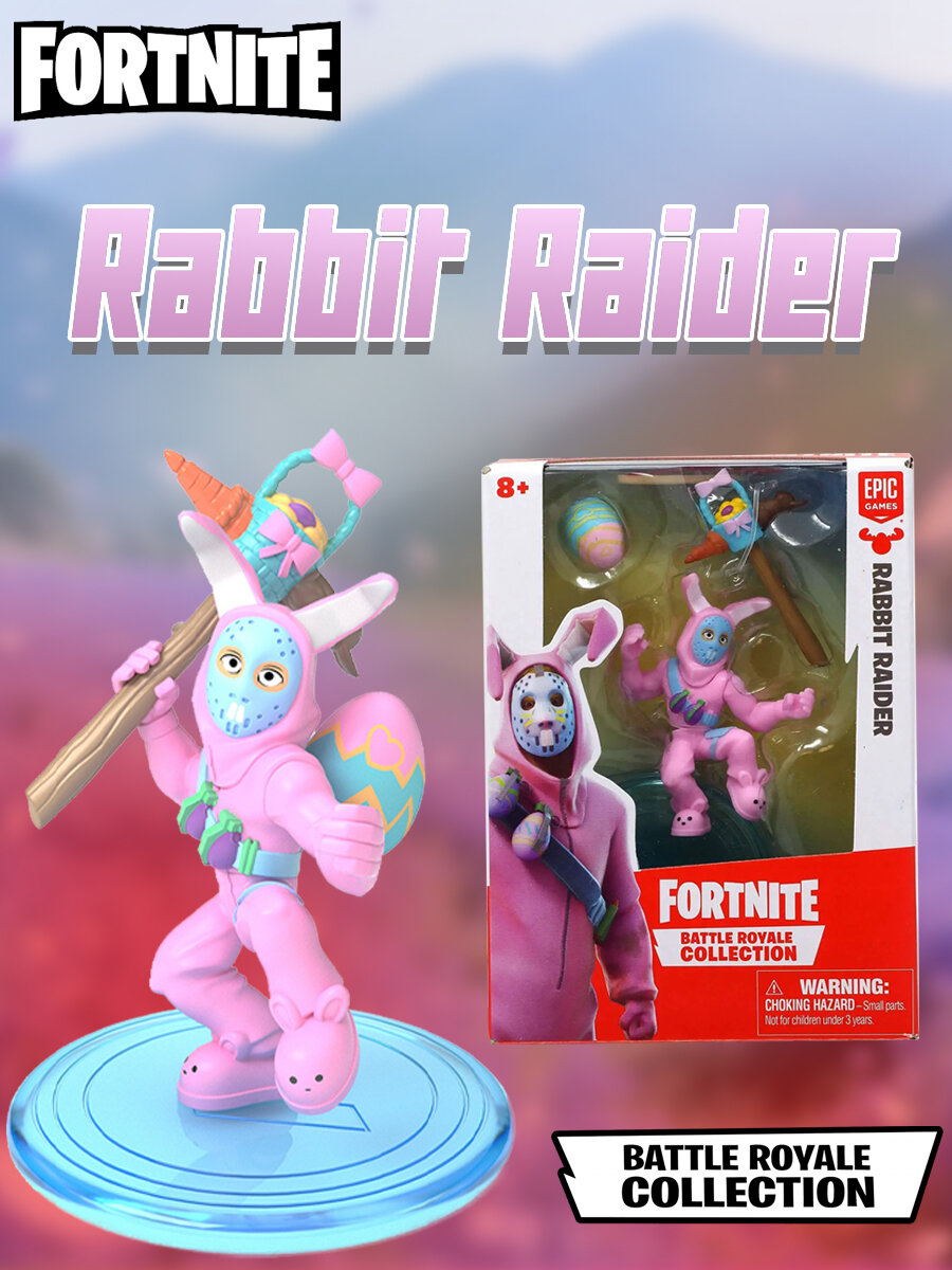 Фортнайт Moose Fortnite Battle Royale Collection Rabbit Raider / набор моделей игровых персонажей, включая оружие и кронштейны для шасси, подходит для детей старше 8 лет, Игрушки для мальчиков