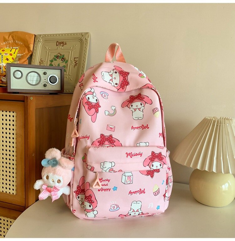 Рюкзак, розовый, с граффити, для школьников, большой вместимости