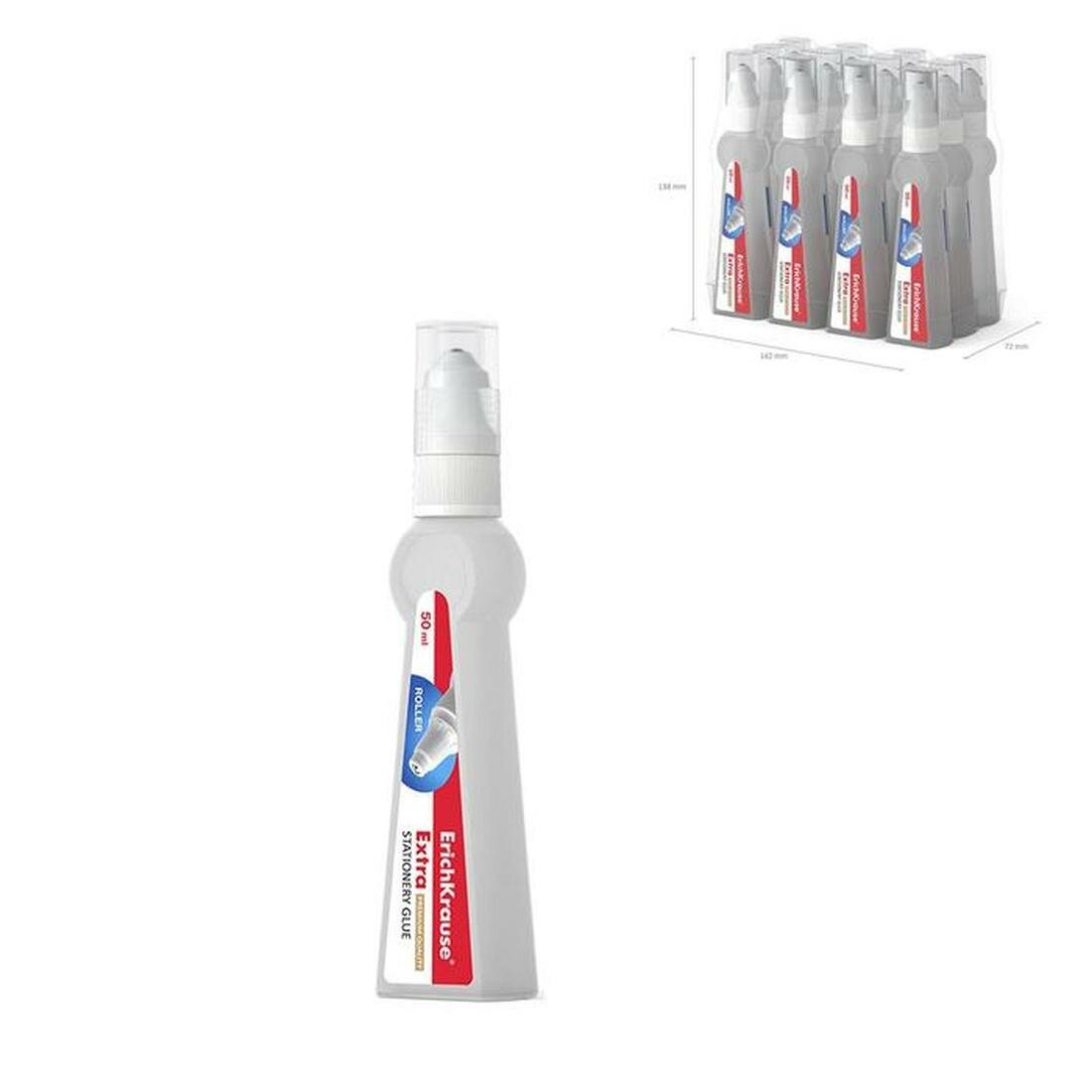 Клей-роллер канцелярский ErichKrause, 50 мл, с роликовым аппликатором, подходит для бумаги, картона и ткани