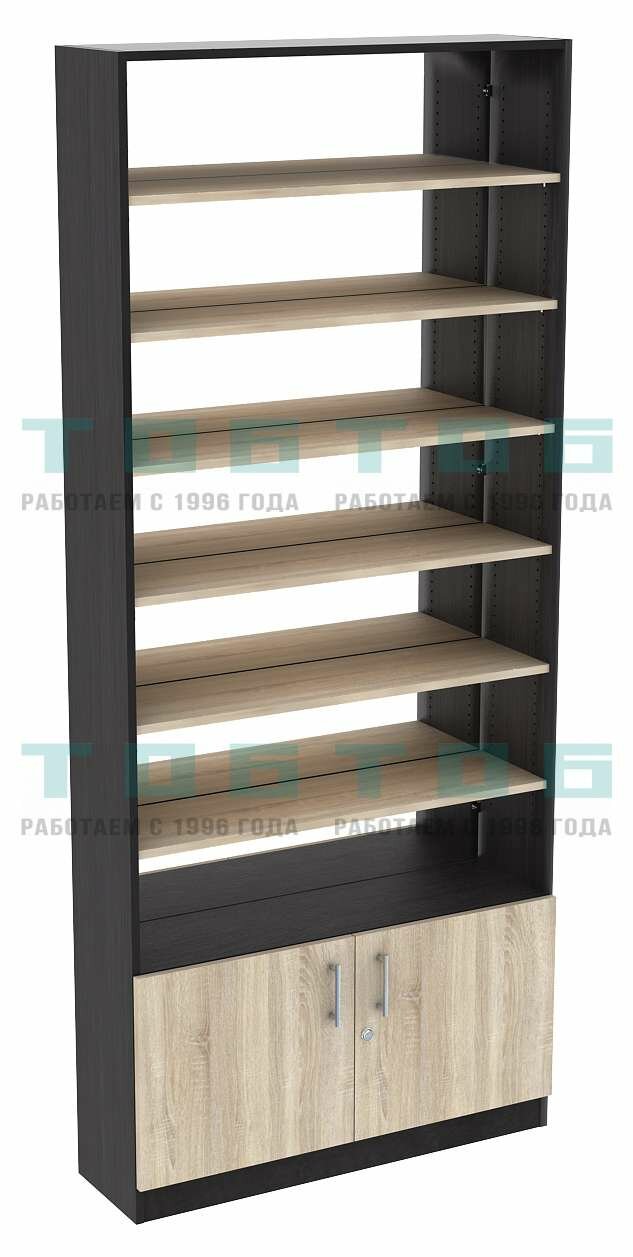 Стеллаж из ДСП с 6-ю полками 250x900 мм серии LEVEL-6 №11-2 (З/C - зеркало), Дуб Венге