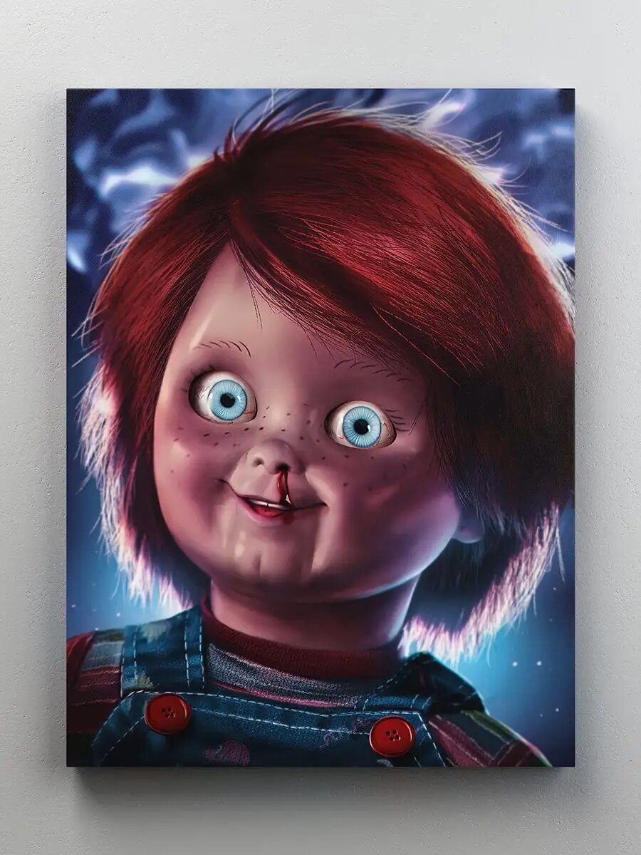 Интерьерная картина на холсте "Ужасная кукла Чаки" размер 30x40 см