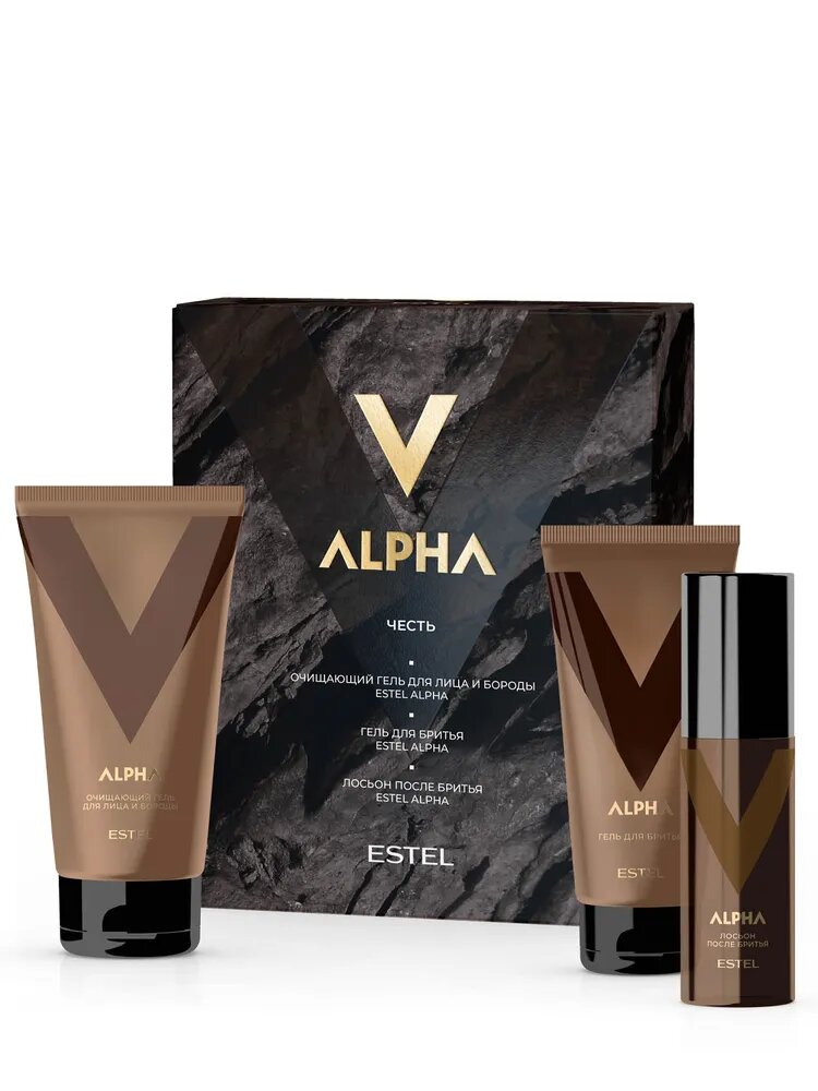A/N/GGL Набор ESTEL ALPHA "Честь" (очищающий гель для лица и бороды 150 мл + гель для бритья 100 мл + лосьон после бритья 100 мл)
