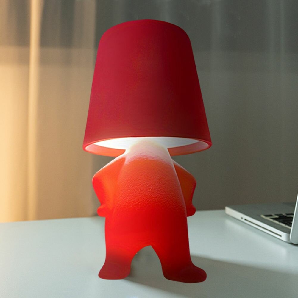 Прикроватная сенсорная консоль с подсветкой, цветной тканевый бархатный столик со светодиодной статуей золотого человека