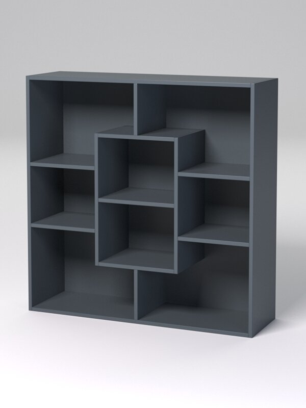 Антресоль "домашняя" для книг №2А с 8-ю ячейками (задняя стенка - ДВП), Темно-серый