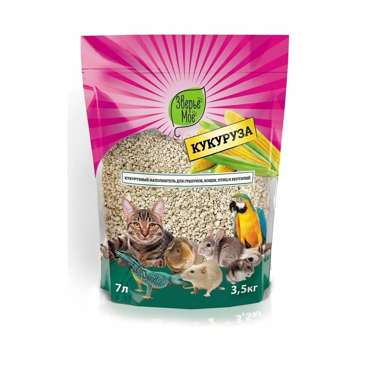 Зверьё моё Наполнитель для грызунов, птиц, рептилий Кукуруза 3,5кг
