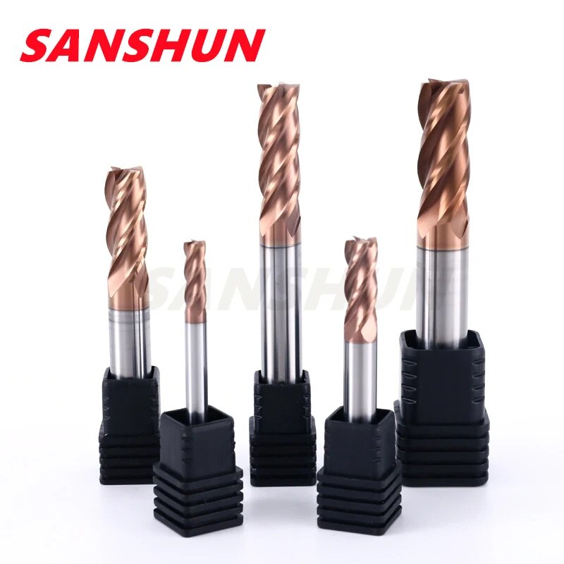 SANSHUN HRC55 твердосплавная концевая фреза 1-12 мм 4 флейты 14X14DX100L