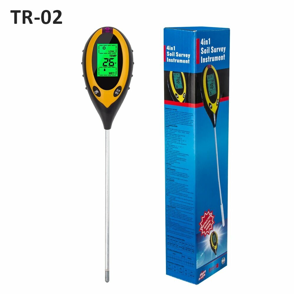 NOYAFA TR-02 4 в 1 измеритель PH почвы, измеритель влажности/температуры/PH почвы, измеритель интенсивности солнечного света для садовых растений, сельского хозяйства с Backli