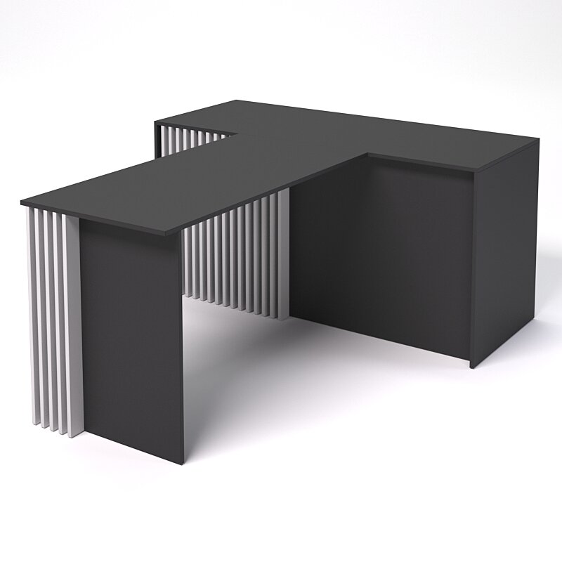 Стол руководителя №7 с приставкой брифингом, Черный и Белый. Производитель товара - компания Westcom.