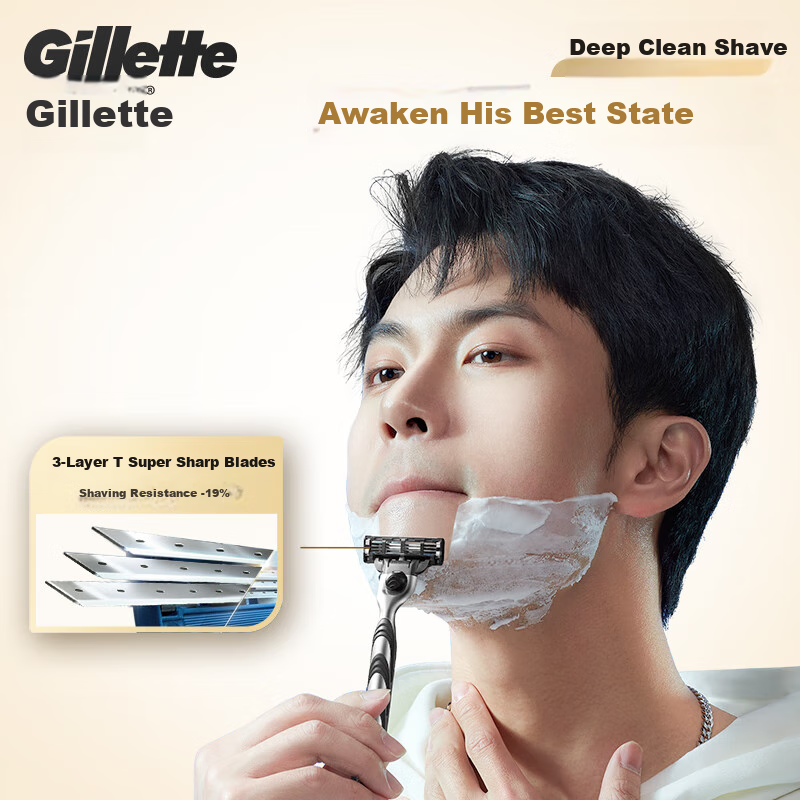 Набор ручного портативного бритвы Gillette Fusion3 Classic с 1 рукояткой 3 лезвиями и 1 подставкой 3-слойные лезвия для