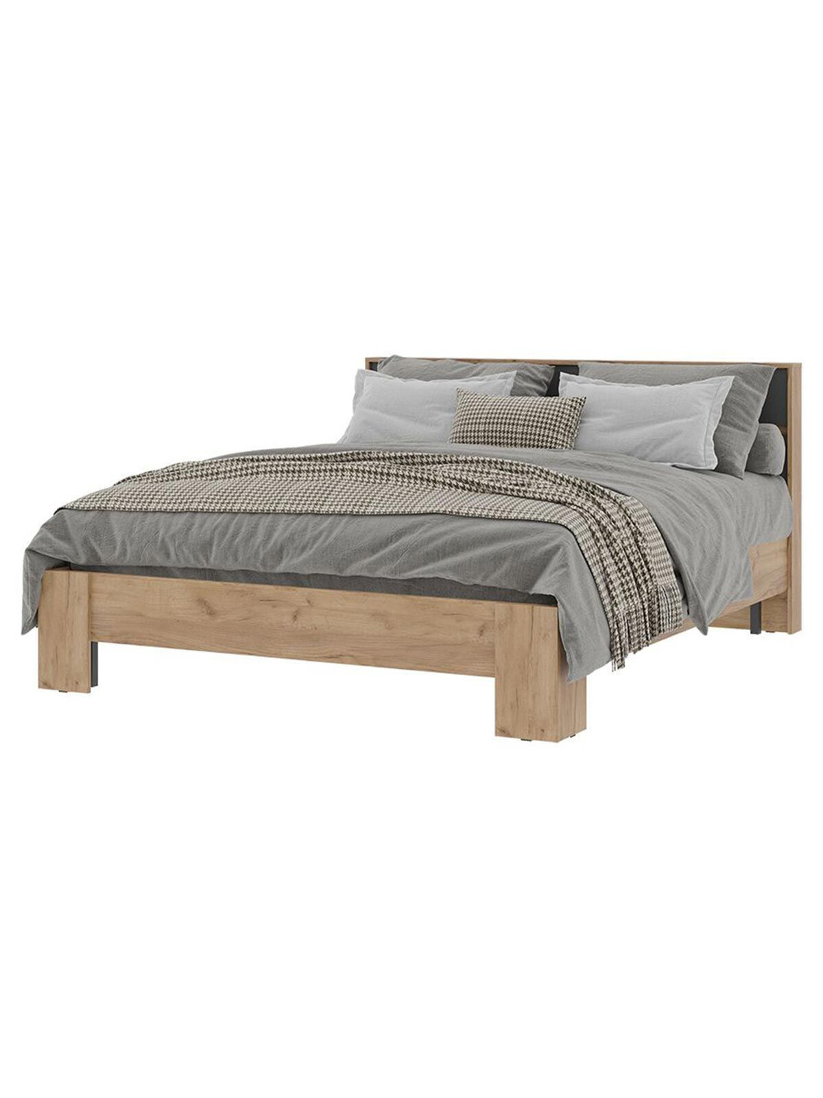 Кровать Стендмебель Хелен КР-03 1.6 дуб крафт золотой / графит серый, ЛДСП, 211.4х167