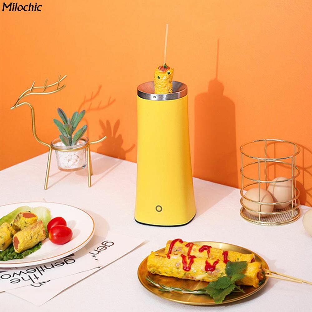 Бытовая автоматическая машина для приготовления яичных рулетов, мини-машина для приготовления завтрака, с бамбуковыми палочками и щетками, размер 20*9 см！