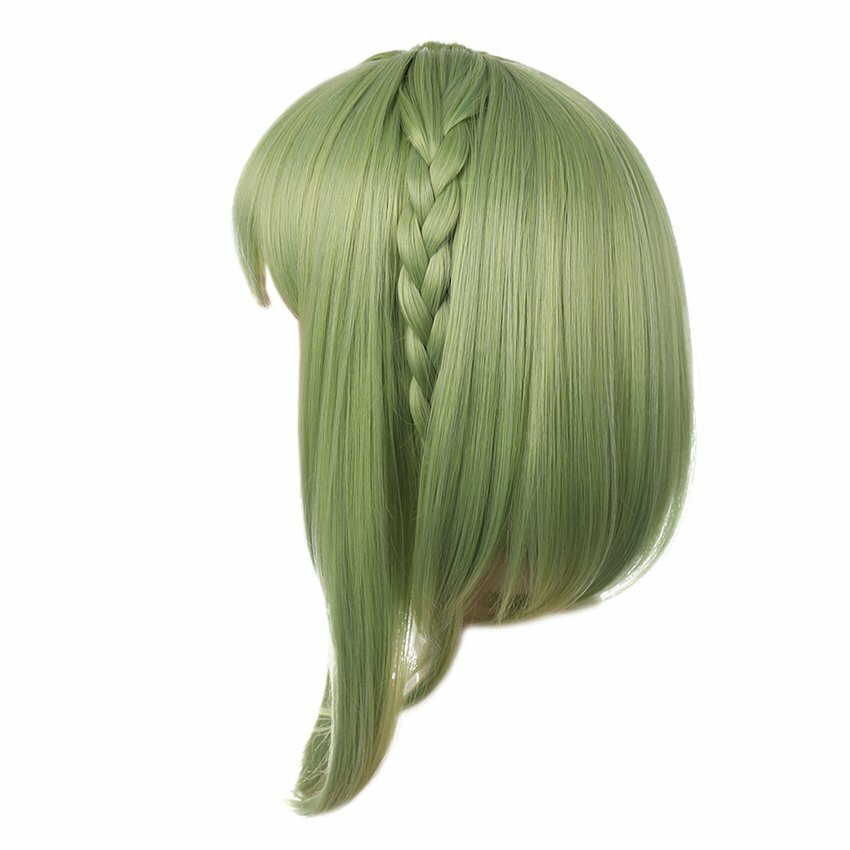 TE косплей парик девушка светло-зеленый парик косплей аниме парик средней длины парик из высокотемпературного шелка для косплея