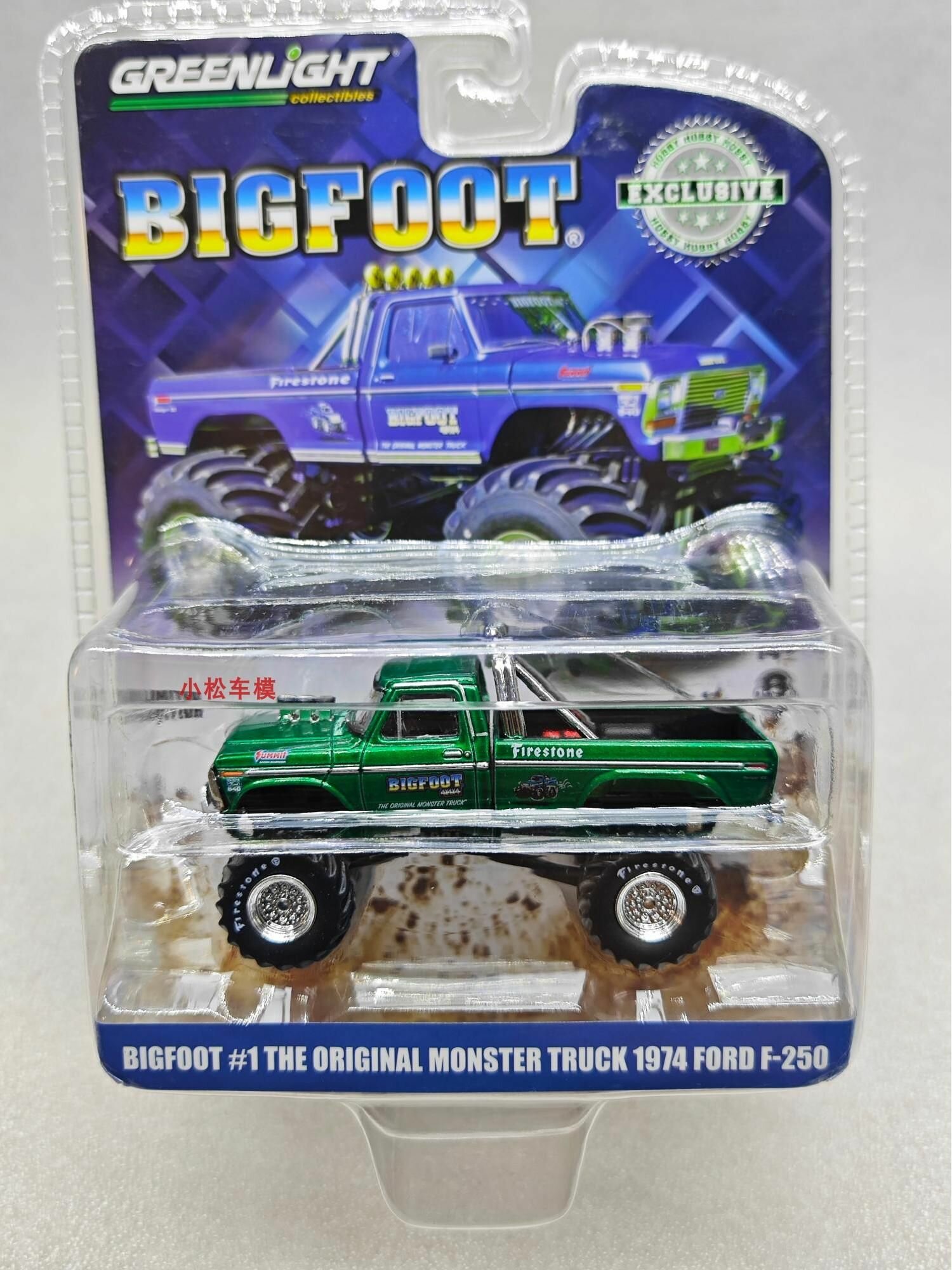 Машинка GreenLight 1/64 1974 Ford F-250 Bigfoot Green machine Special Die-cast Alloy Car Model Collection Toy Gift