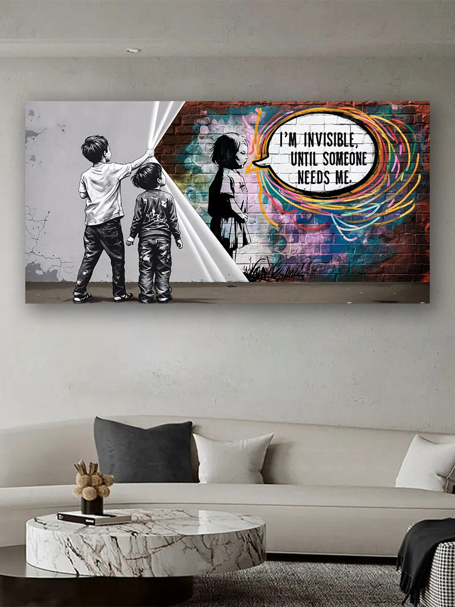 Картина интерьерная на стену - "Banksy / Бэнкси, уличное искусство граффити" , 40х80 см.