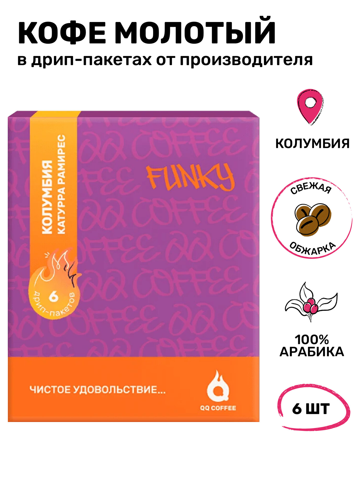 Спешелти кофе в дрип пакетах колумбия катурра рамирес 6 шт в коробке Арабика 100%. QQ COFFEE