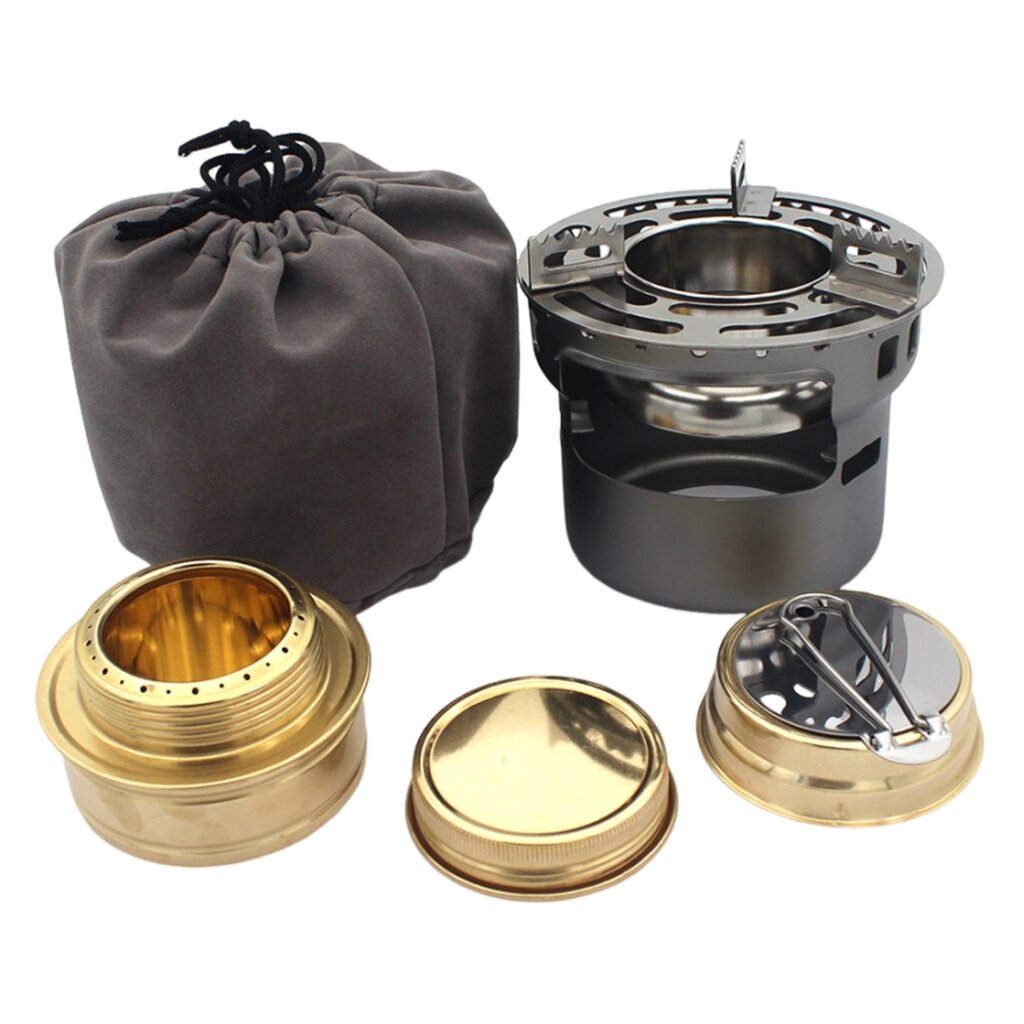 Уличная спиртовка из алюминиевого сплава, чайник, бытовая сухая кастрюля, изоляционная нагревательная основа, посуда для пикника-серый