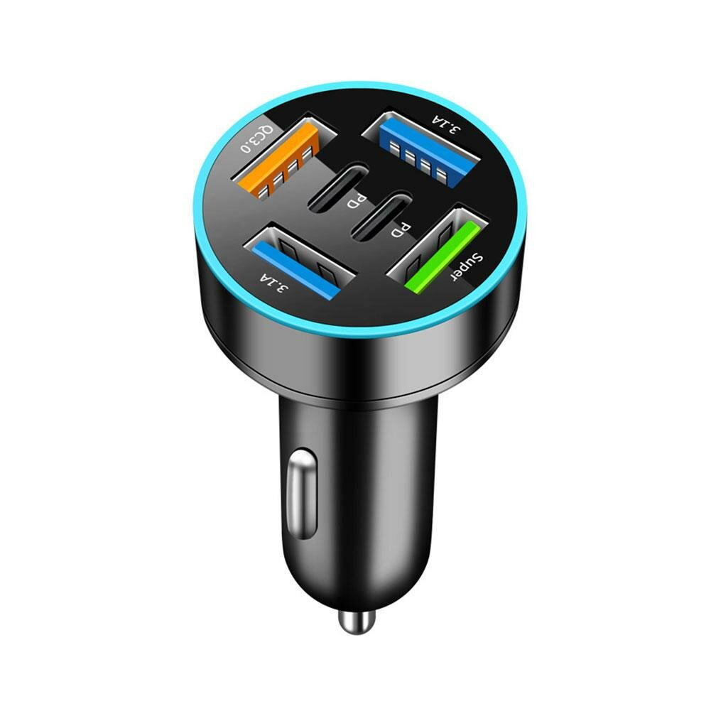 Автомобильное зарядное устройство с 4/2 USB-портами, сверхбыстрой зарядкой и дисплеем напряжения для телефона