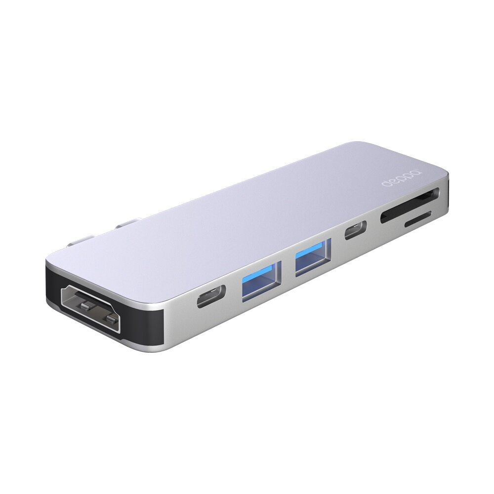 USB хаб для ПК Thunderbolt 4К Power Delivery, HDMI, переходник - адаптер для MacBook (Pro / Air) 7-в-1, 2 x Type-C, кардридер SD/microSD, 2 x USB 3.0