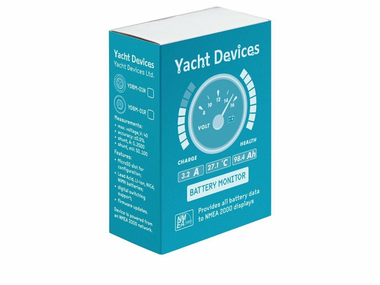 Монитор батареи Yacht Devices YDBM-02R, для яхты, лодки, катера, тип разъема Sea Talk NG (только для Raymarine) — фото 1